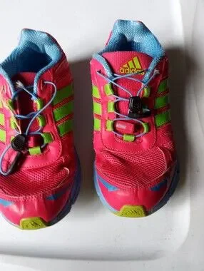 adidas | Shoes | Kids Adidas Bright Pink And Green Athletic Sneakers ...
